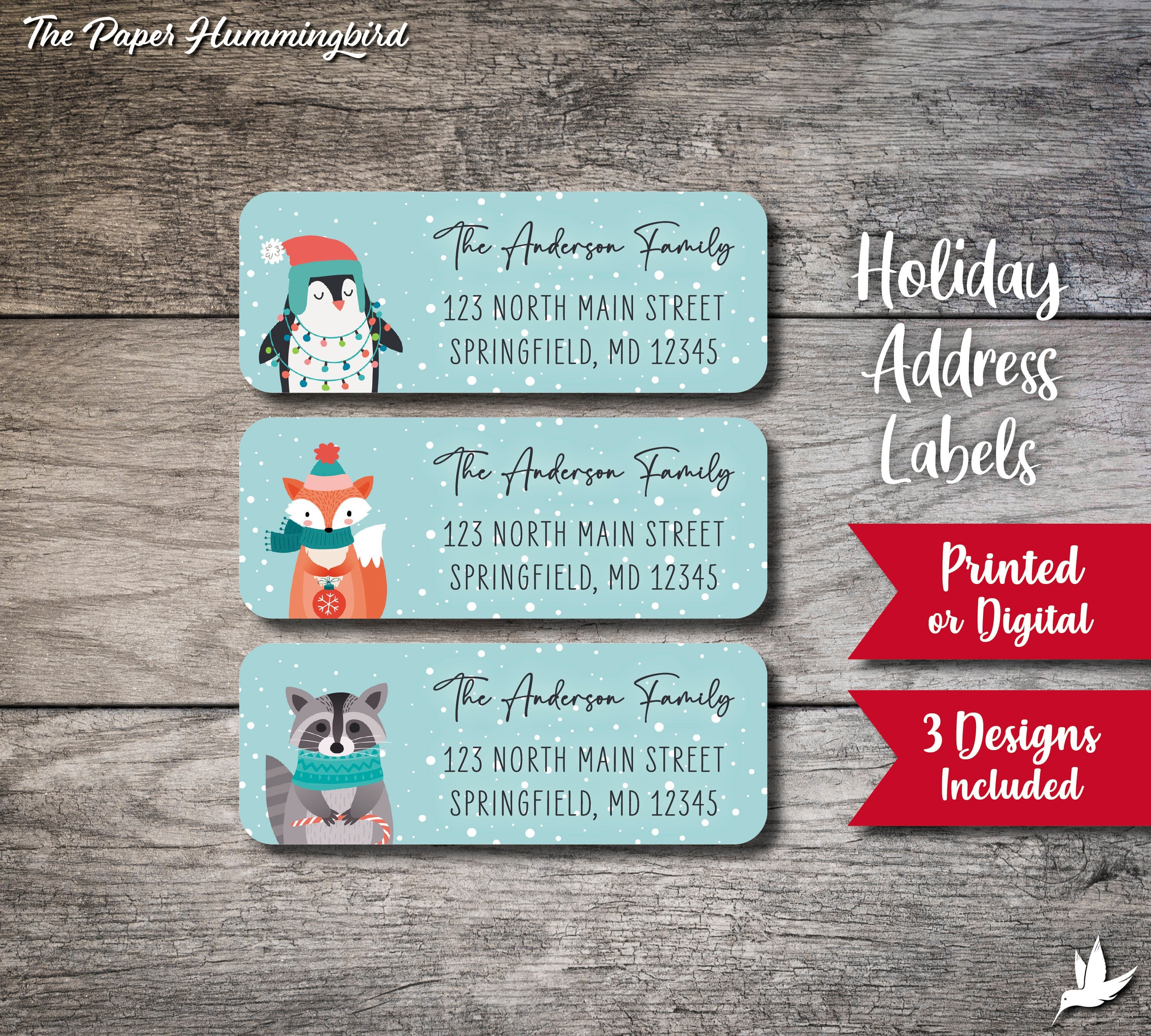 Woodland Animal Return Address Labels Christmas Label - Etsy