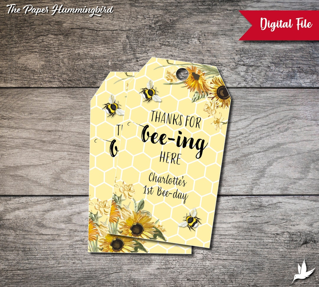 Honey Bee Birthday Thank You Tag Bumble Bee Thank You Tags - Etsy