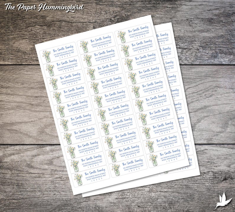 Daisy Floral Return Address 003 Labels Mason Jar Label Personalized ...