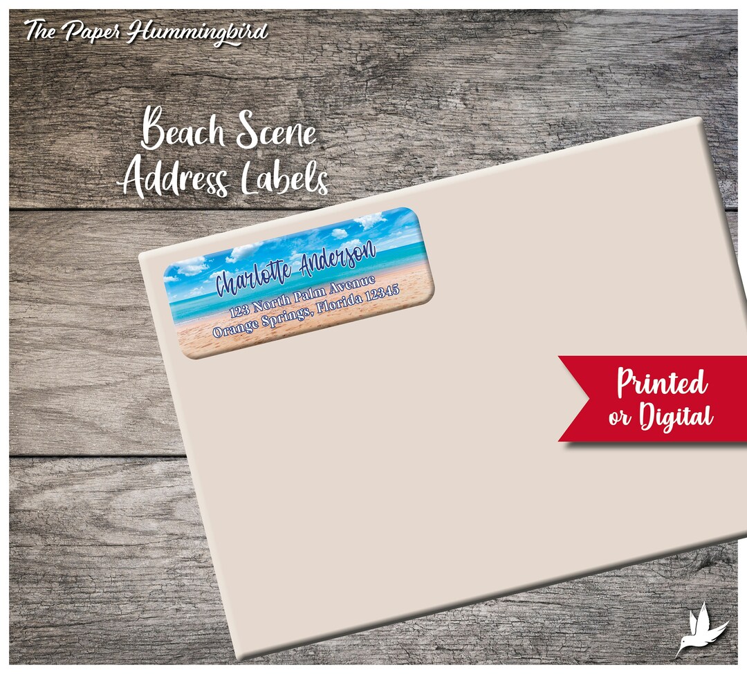 Beach Return Address Labels 007 Beach Scene Personalized Address Label ...