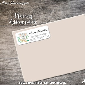 Koala Bear Thank You Tag, Koala Baby Shower Favor Tags, Baby Koala ...