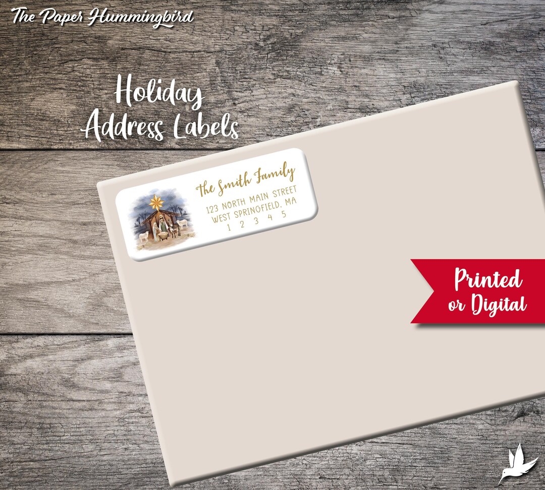 Nativity Return Address Labels, Religious Christmas Label, Personalized ...