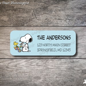 Snoopy Return Address Labels Peanuts Easter Label Personalized - Etsy