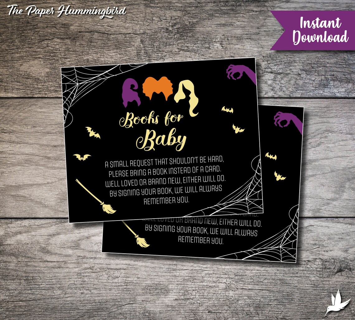 Hocus Pocus Baby Shower Books for Baby Card, Halloween Baby Shower ...