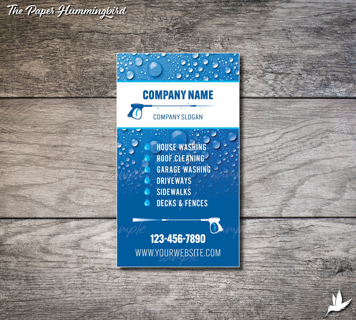 Power Washing Business Cards, Custom Card, 3.5"x2" Pressure Washer ...