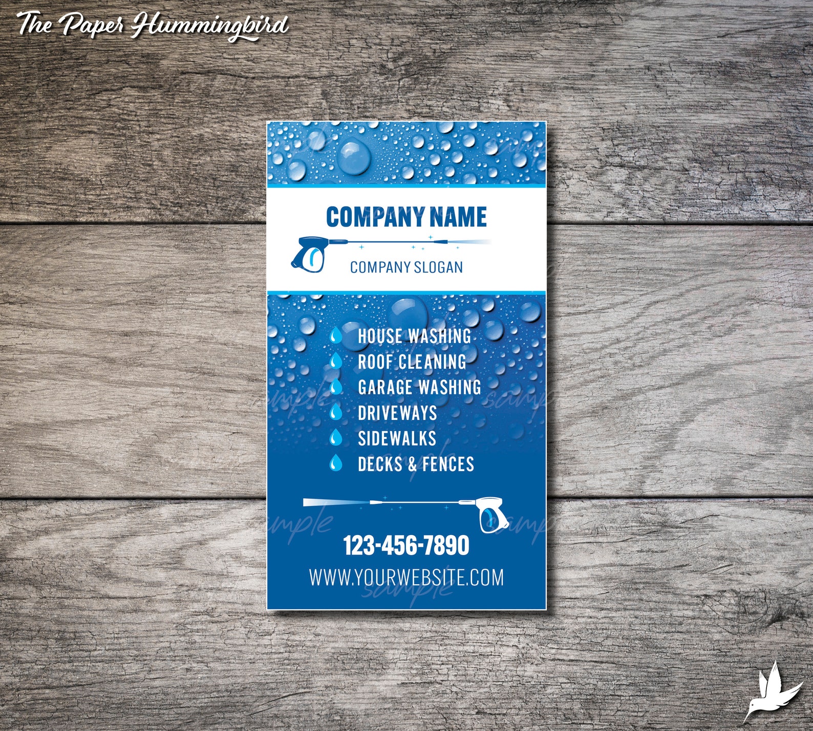 Power Washing Business Cards, Custom Card, 3.5"x2" Pressure Washer ...