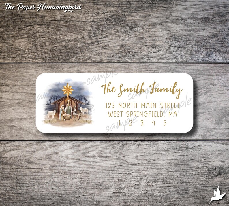 Nativity Return Address Labels, Religious Christmas Label, Personalized ...