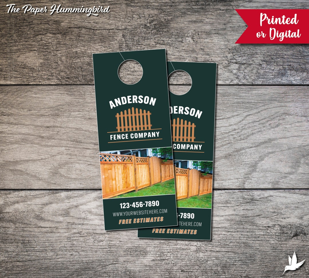 Fence Door Hanger, Fencing Installation Card, Personalized Door Hanger ...