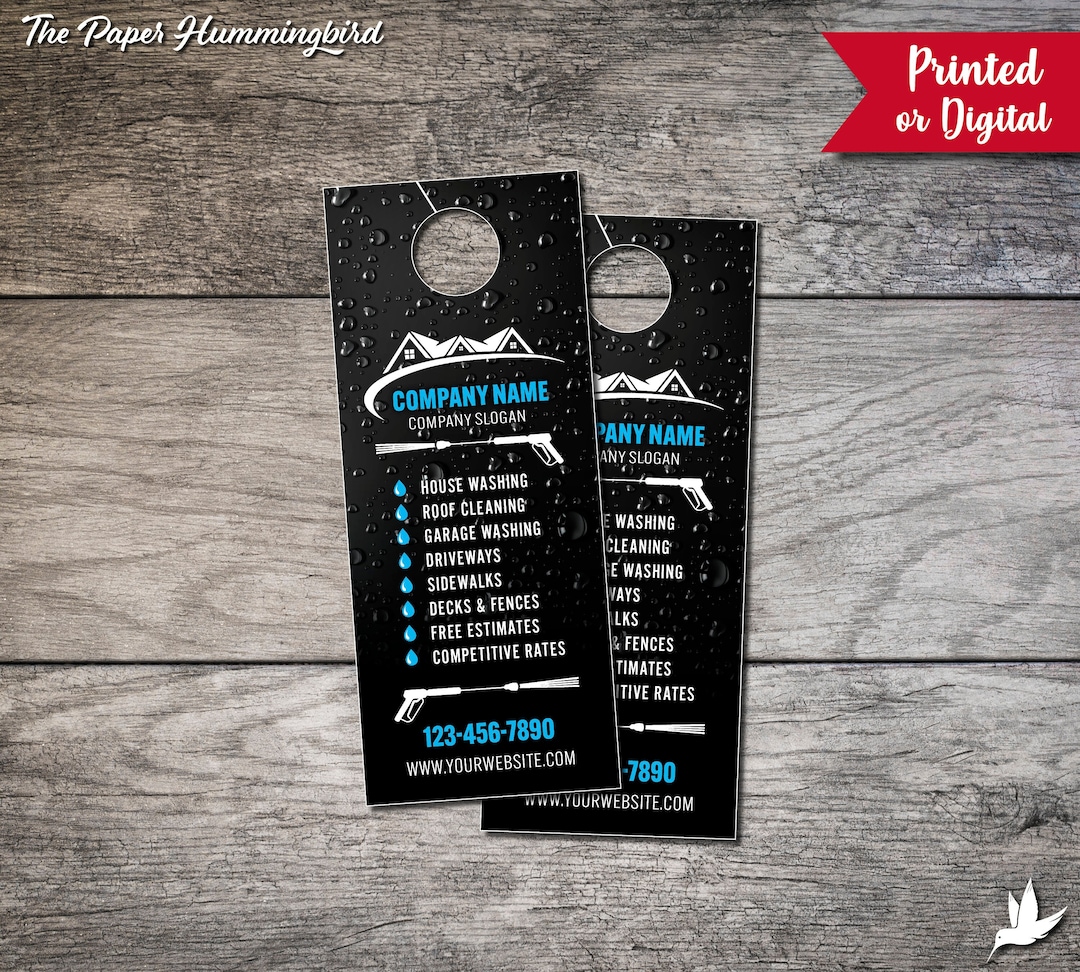 Power Washing Door Hanger, Pressure Washer Card, Personalized Door ...