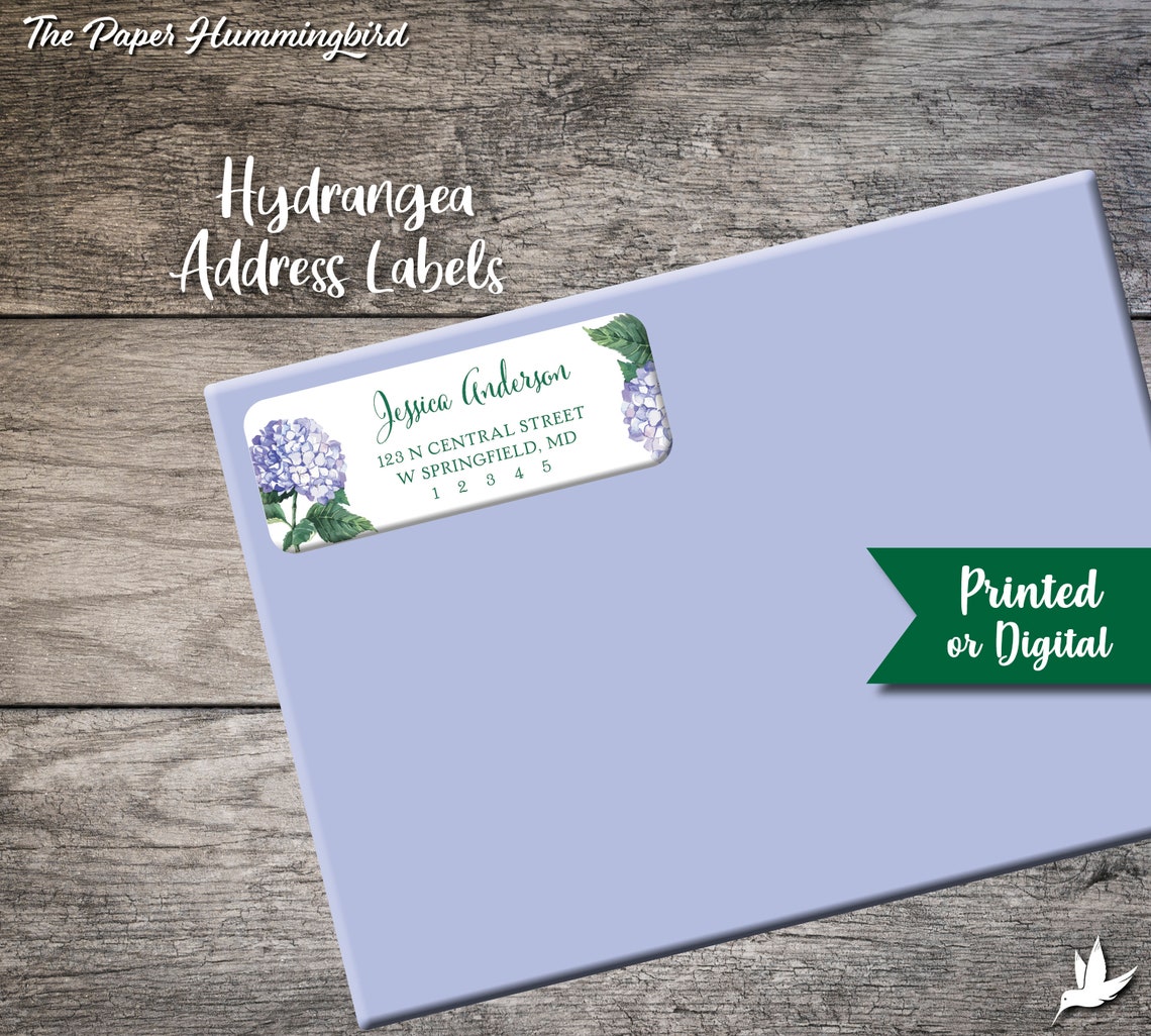 Hydrangea Return Address Labels 001 Spring Flowers Label | Etsy