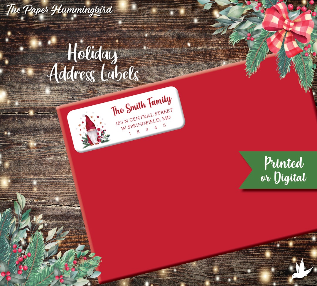 Christmas Gnome Return Address Labels Christmas Label Personalized ...