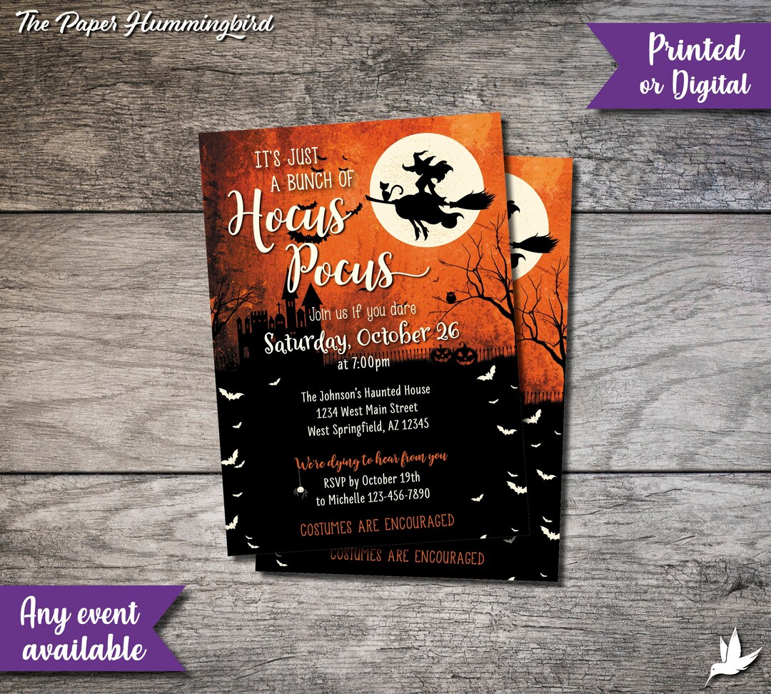 Hocus Pocus Party Invitation, Halloween Invitation, Hocus Pocus Witches ...