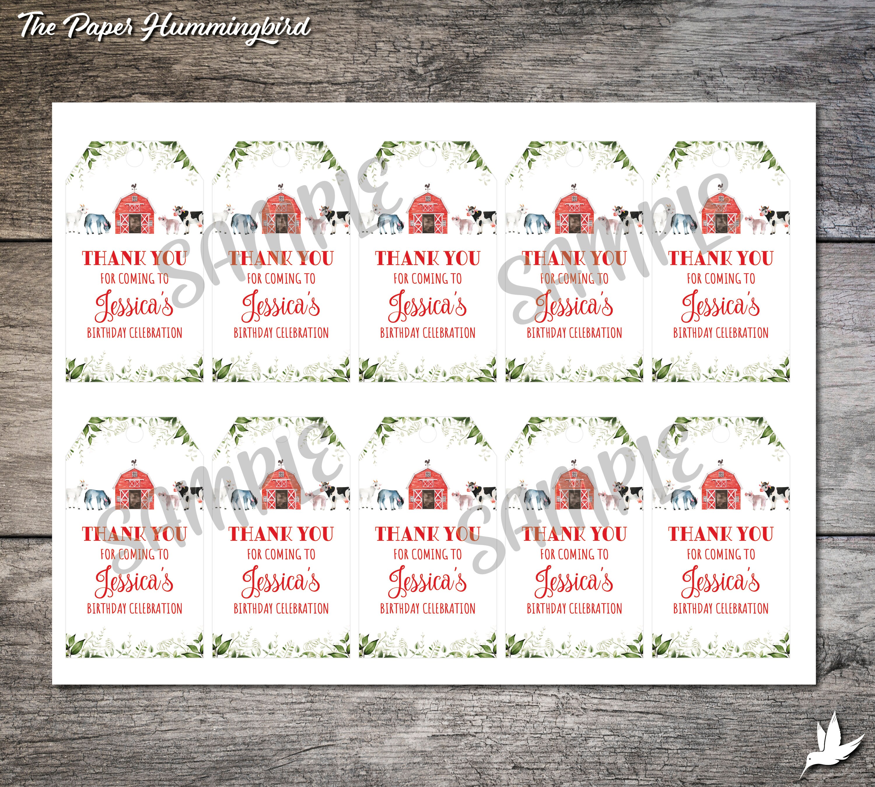 Farm Favor Tags Petting Zoo Birthday Thank You Tags Barnyard | Etsy