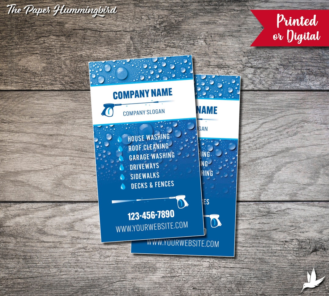 Power Washing Business Cards, Custom Card, 3.5"x2" Pressure Washer ...