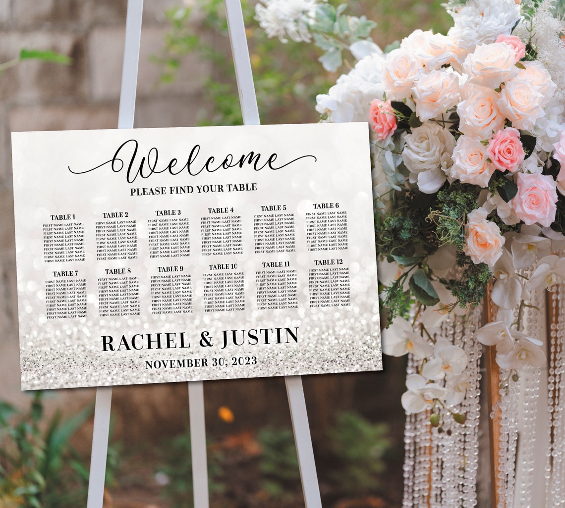 Wedding Seating Chart Welcome Sign Winter Wedding Poster - Etsy