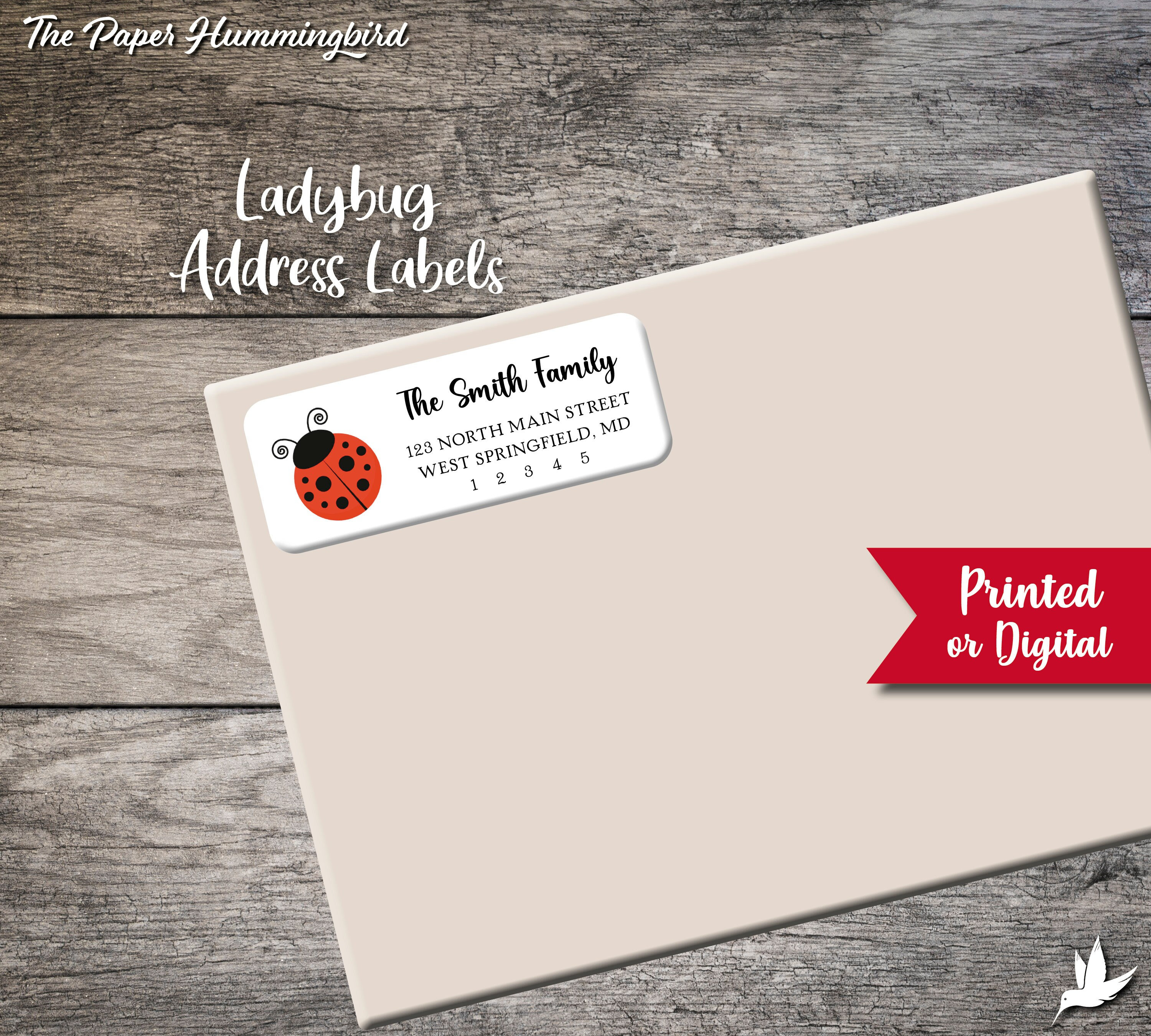 Ladybug Return Address Label Cute Lady Bug Beetle Personalized Address ...