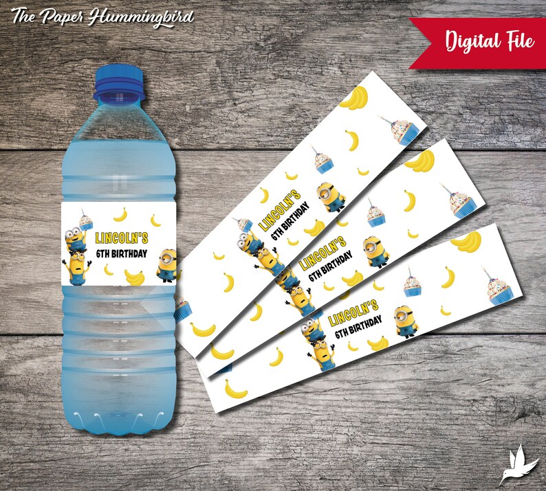 Minions Water Bottle Labels Printable Despicable Me Birthday - Etsy
