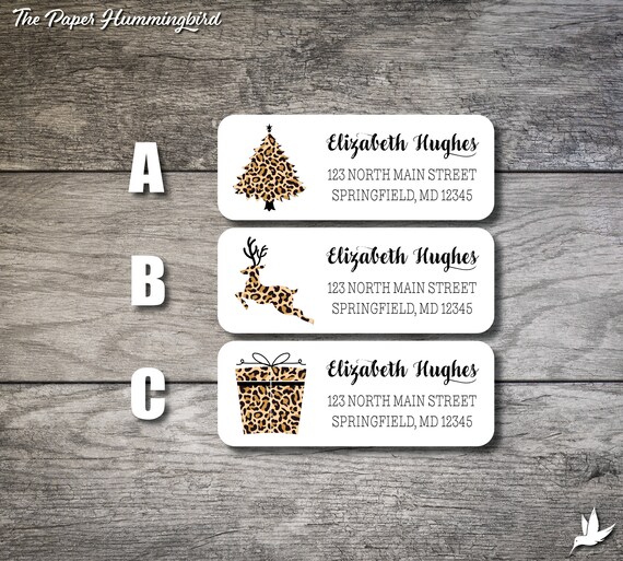 Leopard Print Return Address Labels Winter Label Personalized | Etsy