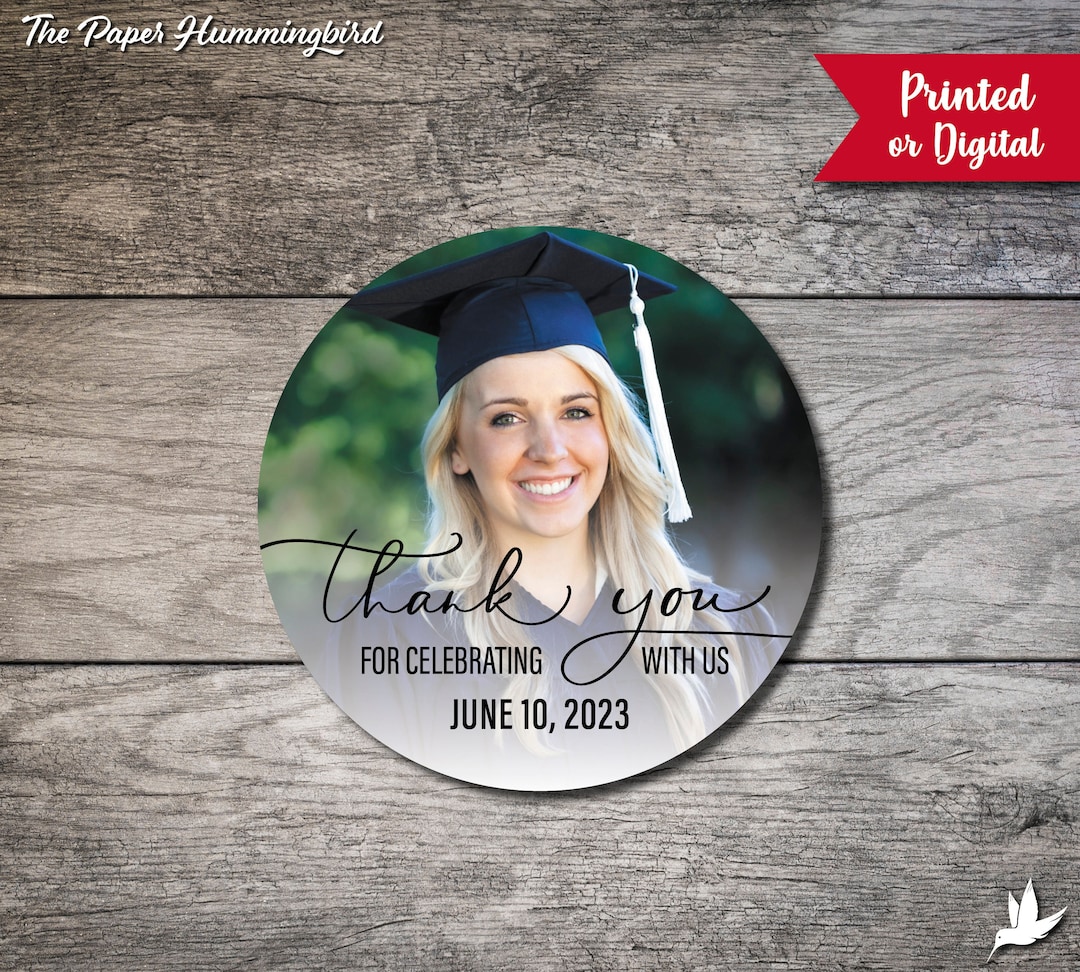 Graduation Favor Stickers, Photo Graduation Personalized Circle Label ...