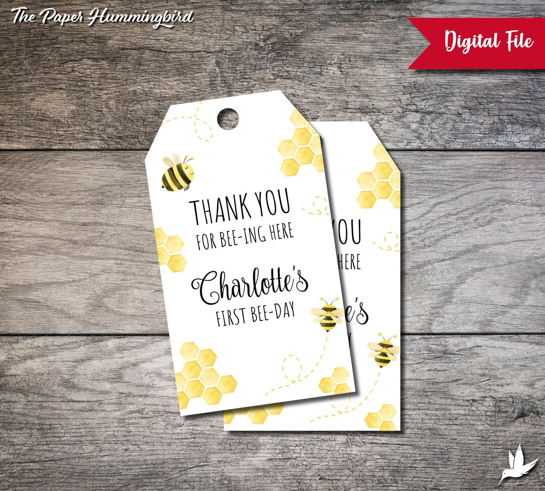 Honey Bee Birthday Thank You Tag Bumble Bee Thank You Tags - Etsy