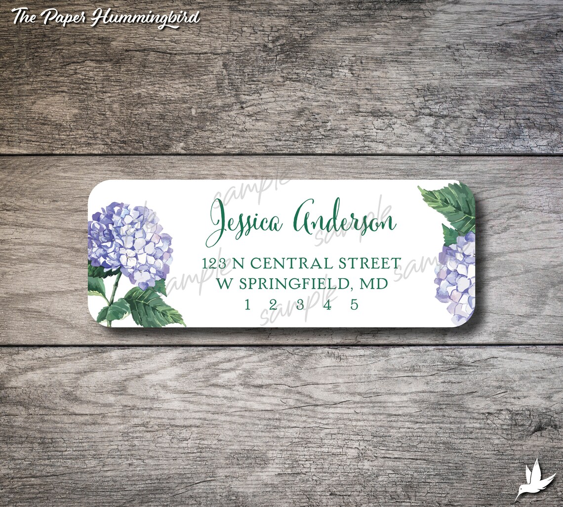 Hydrangea Return Address Labels 001 Spring Flowers Label | Etsy