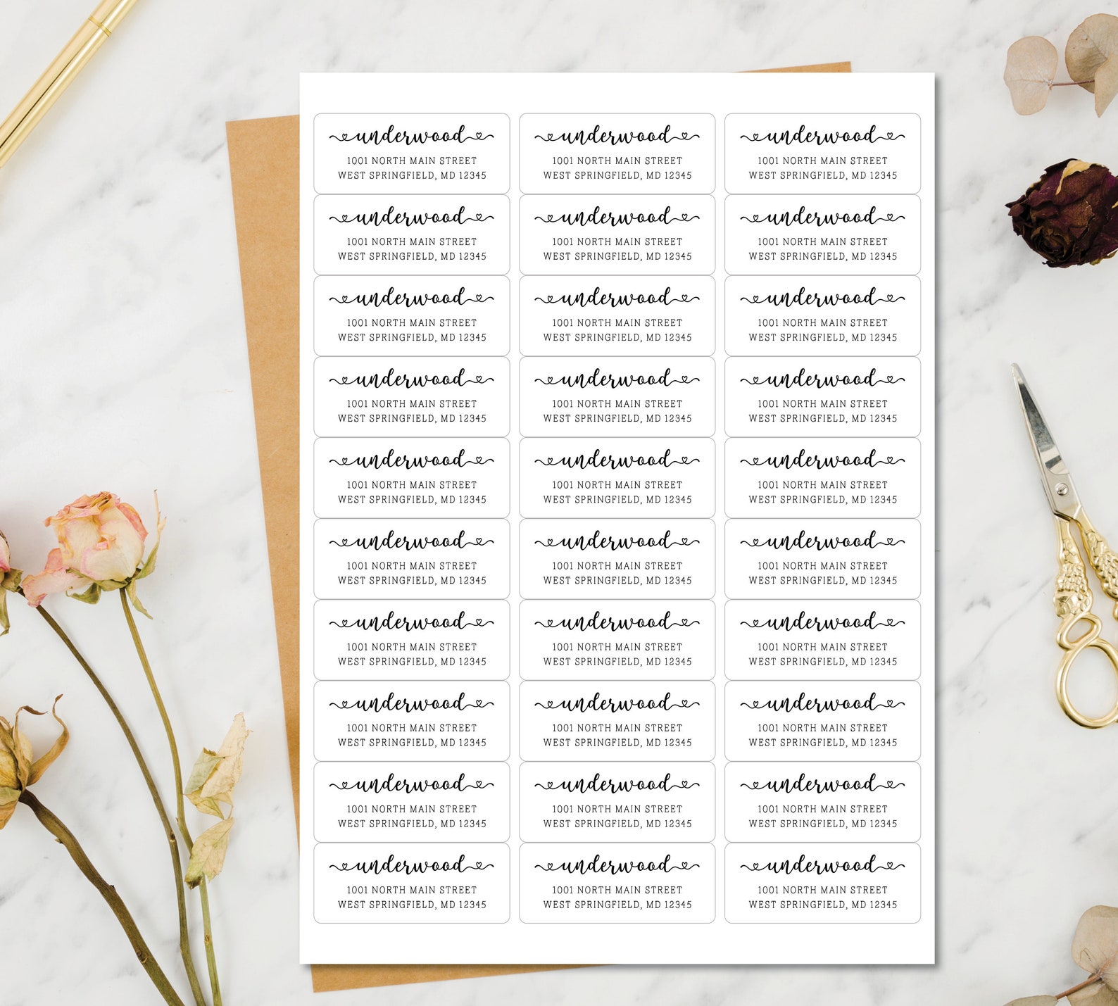Return Address Labels Custom Personalized Label Calligraphy | Etsy