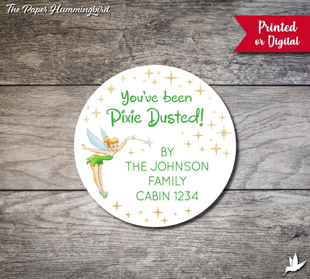 You've Been Pixie Dusted Sticker, Tinker Bell Circle Labels, Disney Wedding, Personalized Fairy ...