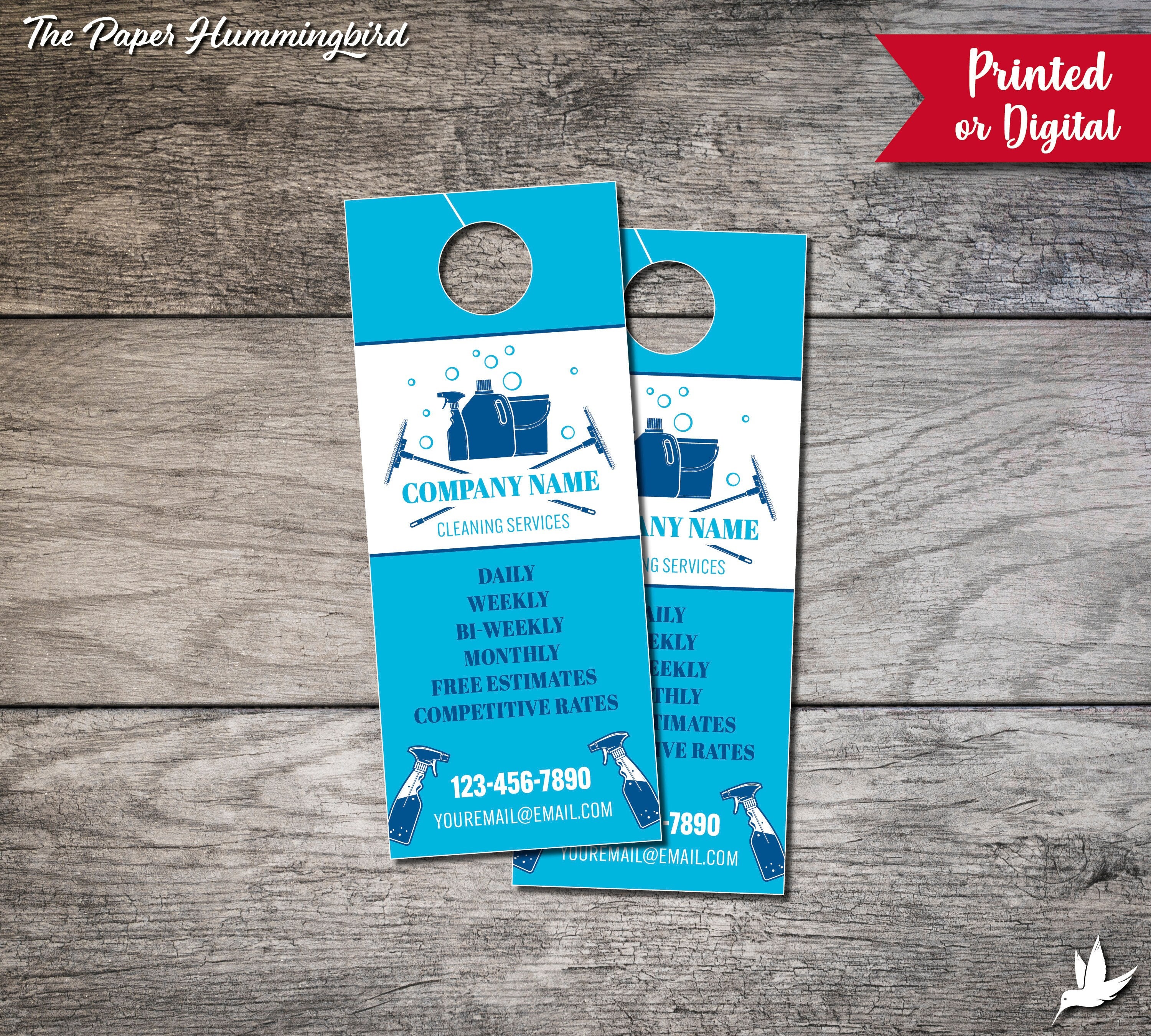 Cleaning Service Door Hanger, House Cleaning Card, Personalized Door ...