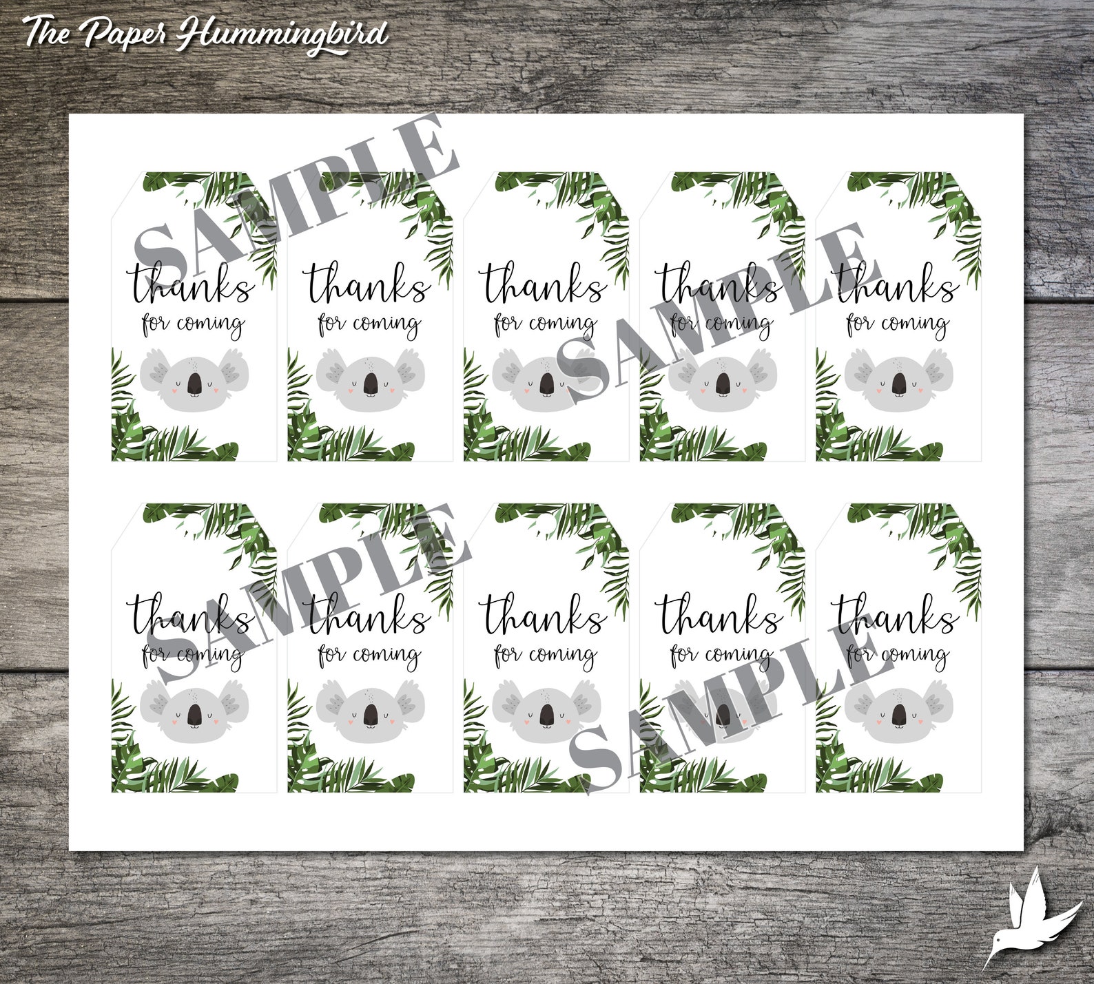 Koala Bear Birthday Thank You Tag First Koala Birthday Favor | Etsy