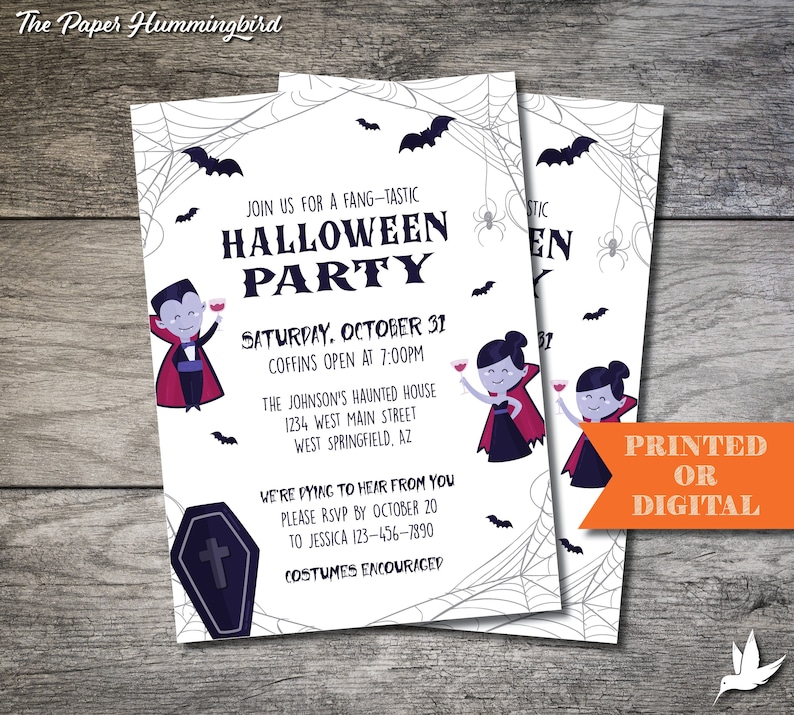 Halloween Party Invitation Vampire Invitation Halloween | Etsy