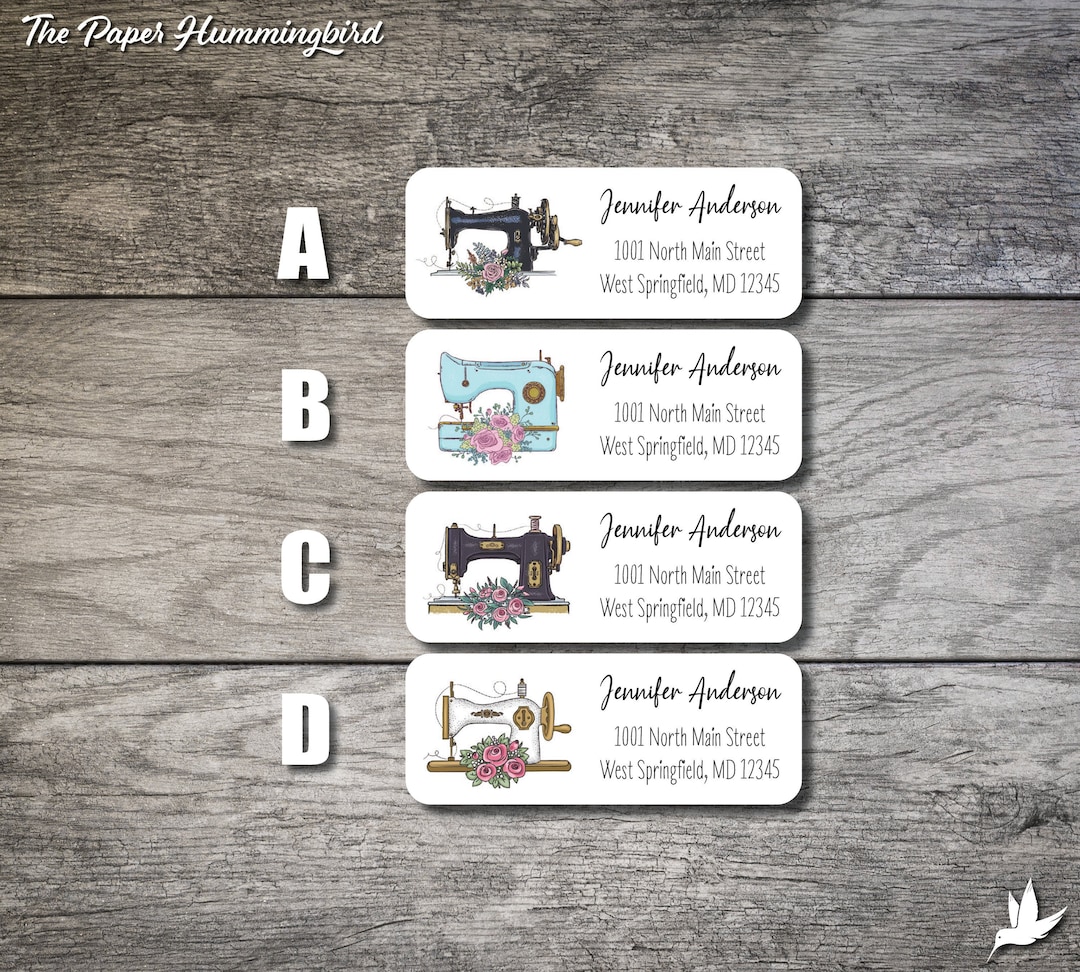 Sewing Machine Return Address Labels 001 Seamstress Custom Personalized ...