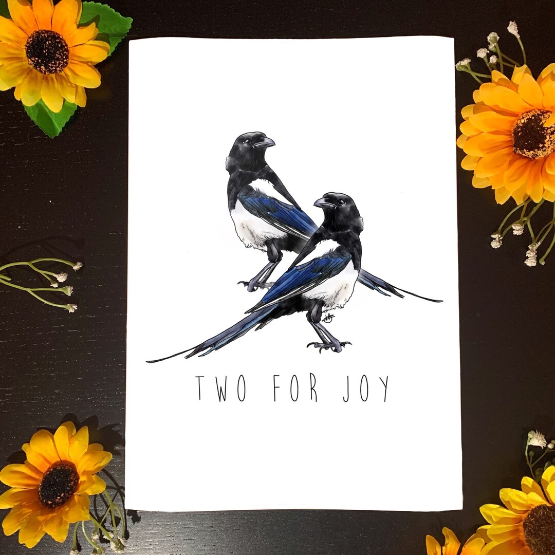 Two for Joy Magpie Digital Illustration Art Print - Etsy