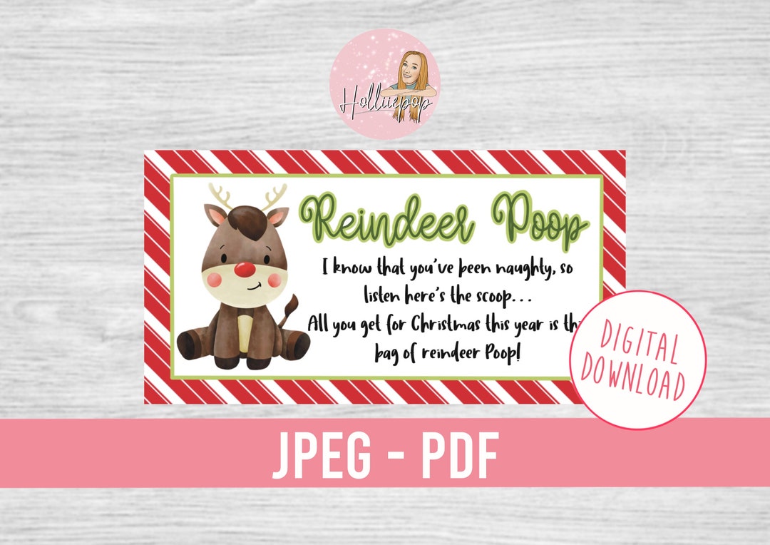 Reindeer Poop Tags Digital Download - Make Your Own Tags for Reindeer ...