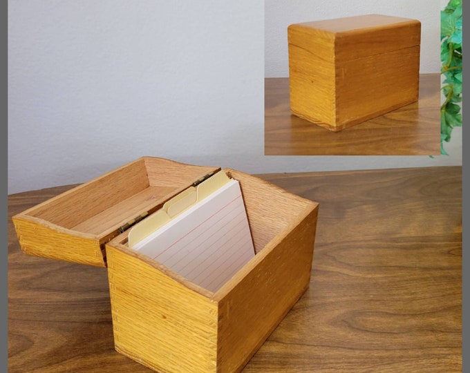 Wooden Recipe Box, 3 X 5 Recipe Card Holder With Hinged Lid, Index ...