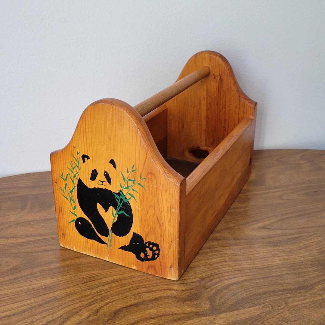 Vintage Wooden Caddy With Fixed Bar Handle - Etsy