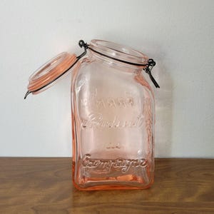 Pink Glass Italian Jar, Bale Wire Slanted Clamp Lid Jar - Etsy