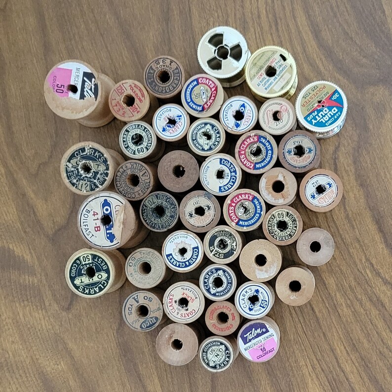 Wooden Thread Spools Vintage Wood Spools Quantity 37 - Etsy