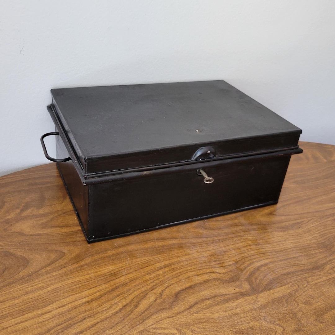 Locking Black Metal Box With Key, Document Strong Box - Etsy