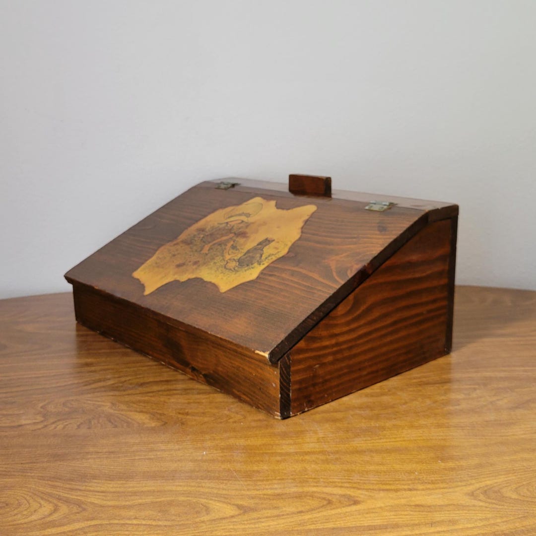 Letter Writing Portable Desk, Vintage Wood Slant Lid Stationery Desk - Etsy