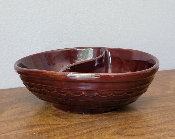 Marcrest Stoneware Divided Bowl, Vintage 10" 50 - 50 Casserole Dish - Etsy