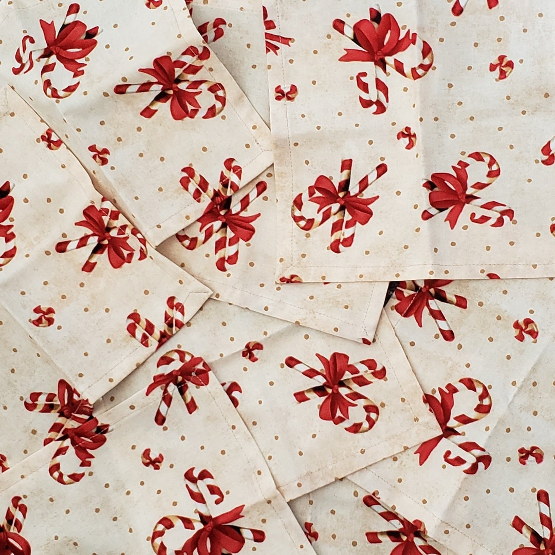 Christmas Xmas Holiday Cloth Napkins Set of 8, Appetizer, Snack or ...