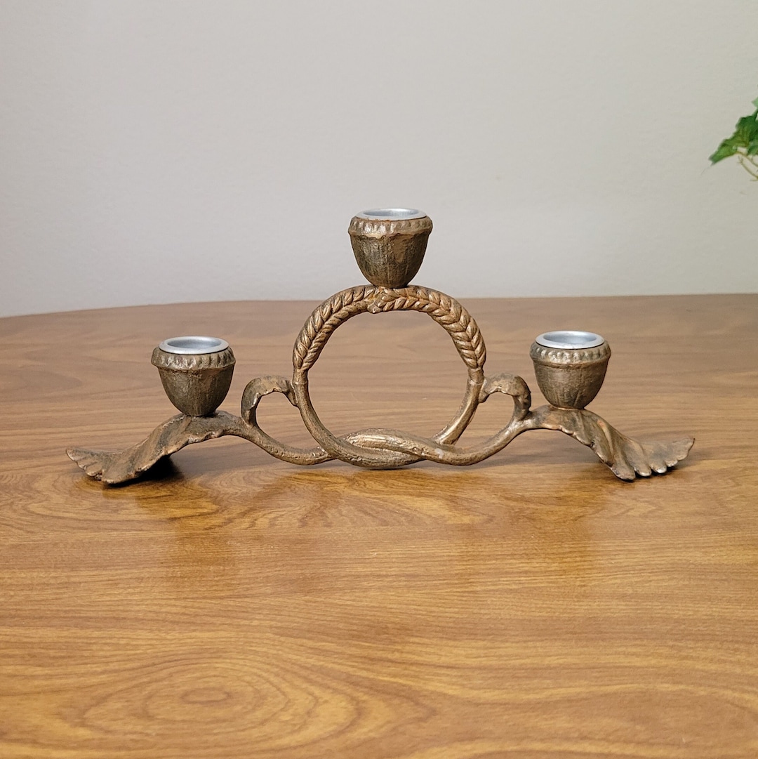 Metal Tri Candelabra Laurel Leaf Motif - Etsy