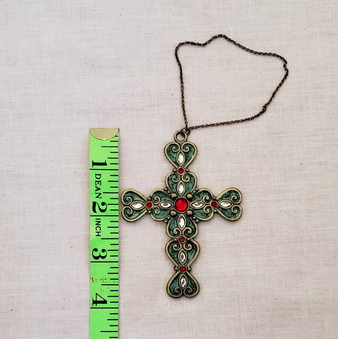 Ornate Metal Decorative Cross With Short Chain Vintage Home - Etsy