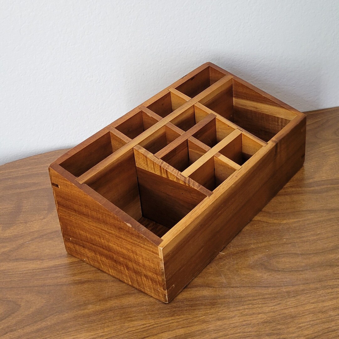 Slanted Wood Sectioned Organizer Vintage, 12 Sectioned Box - Etsy