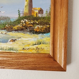 Lighthouse Original Oil Painting Signed by Brian Roche, Framed Vintage ...