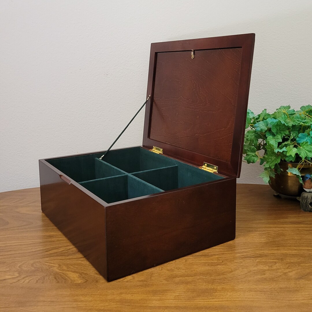 Vintage Wood Storage Box, Bombay Company 4 Compartment Keepsake Box - Etsy