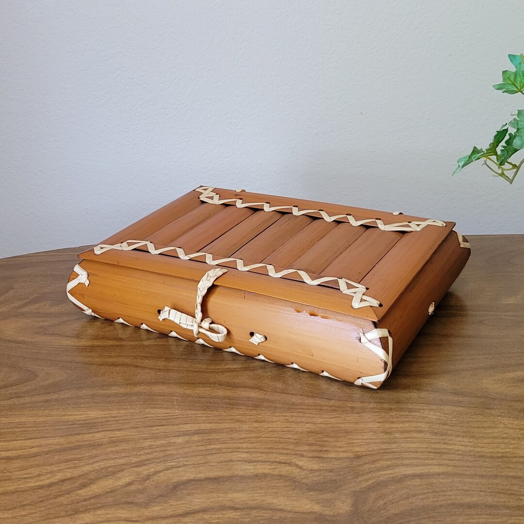 Bamboo Tea Caddy Storage Box, Vintage Boho Decor - Etsy