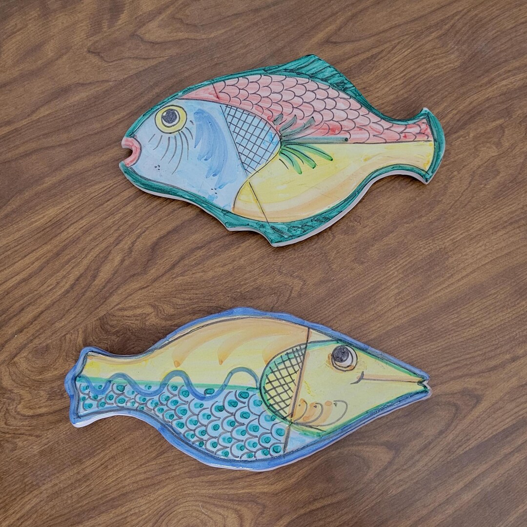 Vietri Glazed Ceramic Fish Vintage Trays, Made in Italy by Fratantoni ...