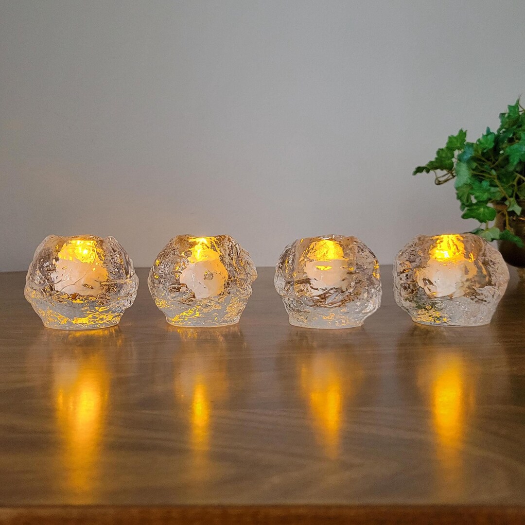 Vintage Snowball Crystal Candle Holders: Set of Four - Etsy