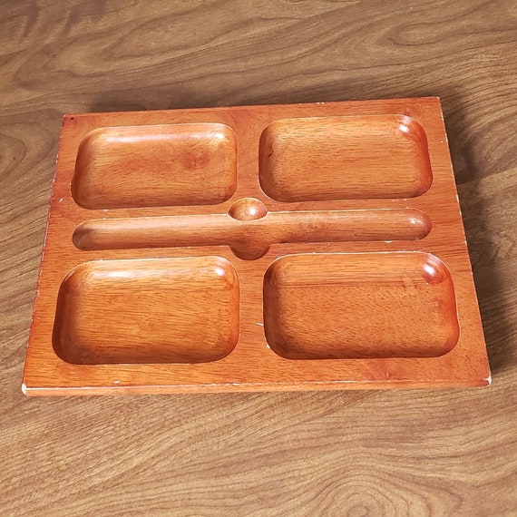 Solid Wood Sectioned Tray Vintage Divided Wooden Tray Four | Etsy